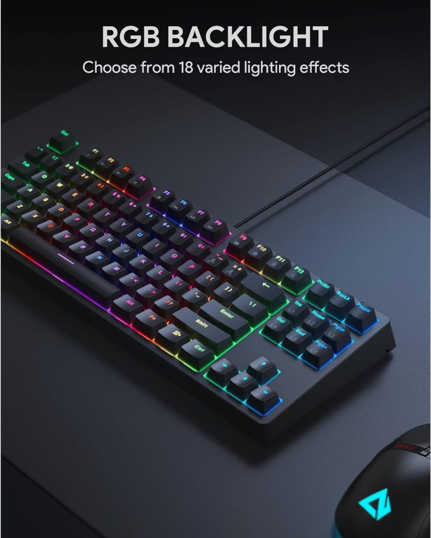 AUKEY KMG14 RGB TKL MECHANICAL KEYBOARD RED SWITCHES - Hassan Tech Pakistan